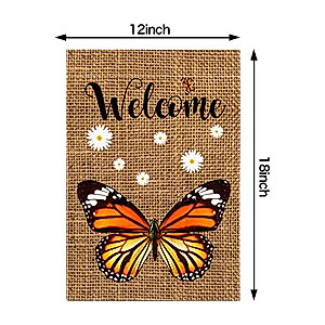 EDDERT Welcome Monarch Butterfly Garden Flag Butterfly lovers Burlap Vertical Double Sided Yard Flags, Keep Flying if You Have Wings Outdoor Indoor Lawn Home for Personalized Decor 12.5x18 Inch