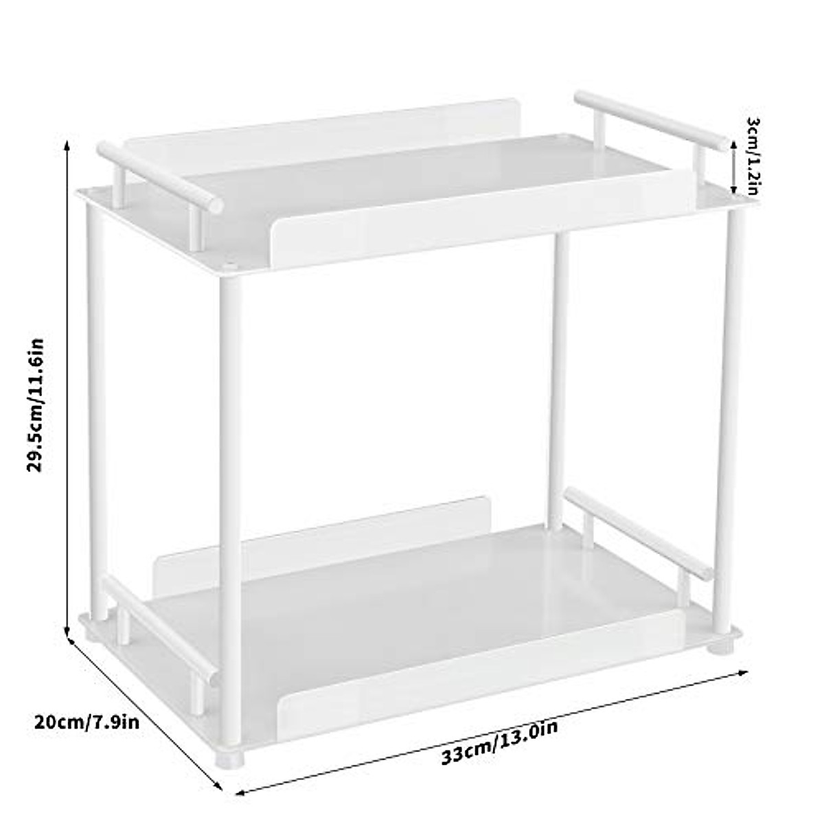 FLE Bathroom Organizer Countertop,2 Tier Bathroom Counter Organizer Kitchen Spice Rack Cosmetic Organizer,Countertop Storage Shelf for Bathroom, Kitchen, Living Room, Bedroom, Dressing Table,White