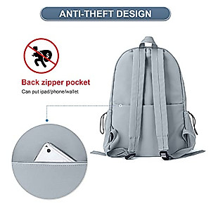 PAUBACK Blue School Backpack for Girls Water Resistant High School Book Bag Simple Backpack for Teens Boys Girls, Lightweight Simple Middle School Back Pack Daypack