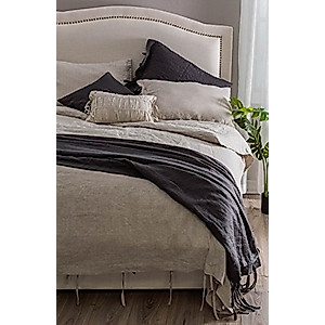 meadow park 100% Stone Washed Linen Duvet Cover Set 3 Pieces, Queen 90 inches x 92 inches, Pillow Shams 20 inches x 26 inches, Ties Closure Style, Corner Ties, Super Soft, Solid Natural Linen Color