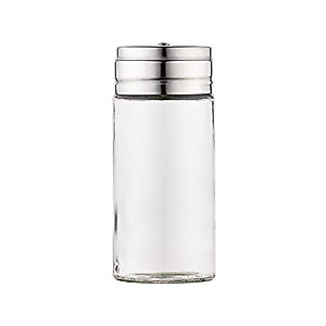 Fox Run 5167 Glass Spice Jar with Stainless Steel Shaker Lid, 6 Ounce, Clear Container for Seasonings