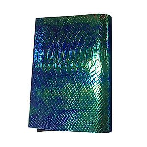 hobbyhub 30x135cm Snake Skin Pattern PU Faux Leather Sheets, Holographic Blue & Green Embossing Leather Fabric for DIY Art Crafts