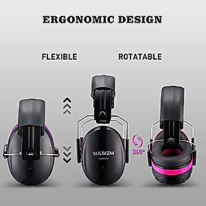 SULWZM Hearing Protection Ear Muffs,NRR 28db Noise Cancelling for Shooting, Mowing, Construction,Rose