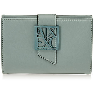 A|X Armani Exchange Women's Square Logo Flap Wallet, Magnesium, OS