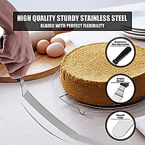 TACGEA Icing Spatula, Offset Spatula for Cake Decorating, Baking, Angled Frosting Spatula with 6, 8 10 inch Stainless Steel Blade, Set of 3