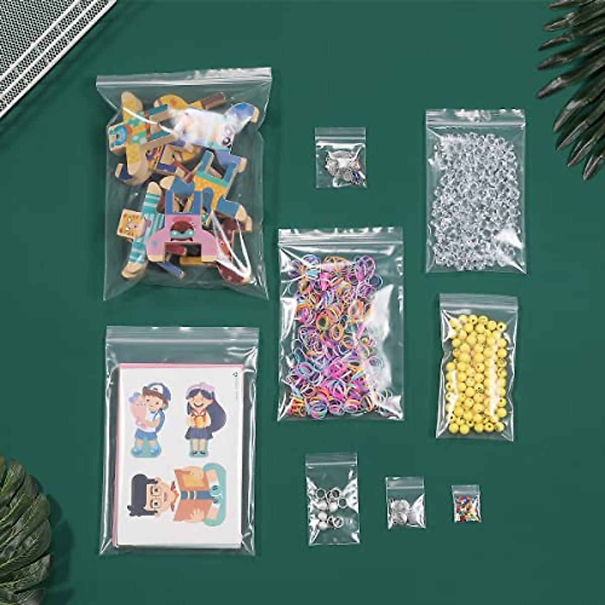Foopama 200 PCS 1.5" x 1.5" Thick Small Clear Zip Poly Lock Plastic Bags Seal Reclosable Zip Bag Durable 2.4 Mil Jewelry Earrings Necklace Ring Coin Beads Pill Zipper Bags