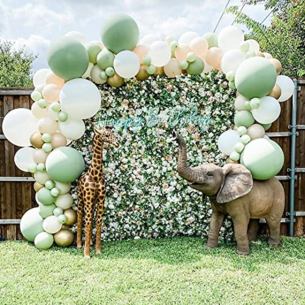 Sage Green Balloon Garland Arch Kit – 119 Pack With White Ivory Gold Metallic Confetti Latex Balloons ,18 inch Big Sage Green Balloon for Wedding Baby Shower Birthday Evening Decorations
