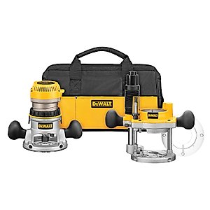 DEWALT Router, Fixed and Plunge Base Kit, Soft Start, 12-Amp, 24,000 RPM, Variable Speed Trigger, Corded (DW618PKB)
