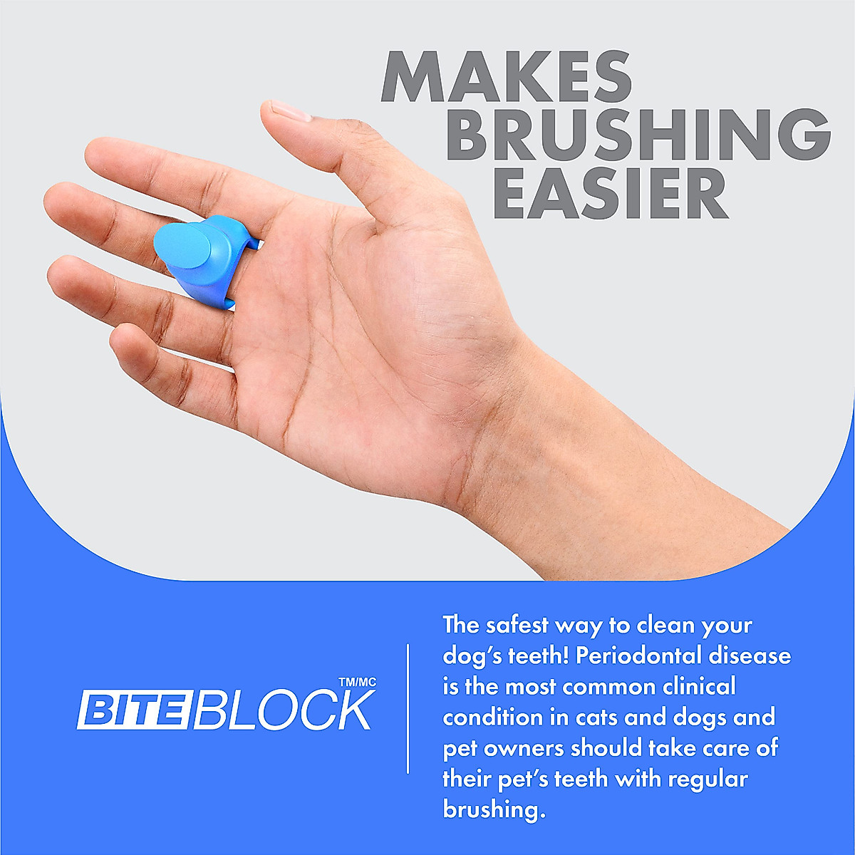 Dog Toothbrush and Bite Block Assistant Combo Pack by Paw Ready for Puppies' Dogs and Cats Small Size for use with Pets Between 5-15 lbs. (2-7kg) Protects Hands and Fingers While Brushing