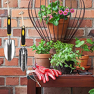 FEBSNOW Garden Tool Set - 5 Pieces Heavy Duty Gardening Hand Tools Kit Include Garden Trowel, Garden Rake, Spade Shovel, Weeder, Cultivator for Men, Women