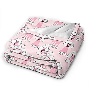 Yulimin Pink Poodle Dog Cute Art Full Fleece Throw Cloak Wearable Blanket Nursery Bedroom Bedding Decor Decorations Queen King Size Flannel Fluffy Plush Soft Cozy Comforter Quilt