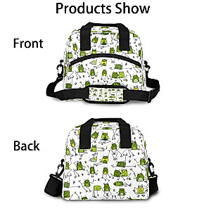 Animal Frog Insulated Lunch Bag Box for Women Men,Green Frog Reusable Lunch Box Cooler Tote Bag for Adult Lunch Container with Adjustable Shoulder Strap for Office work, Picnic,Travel