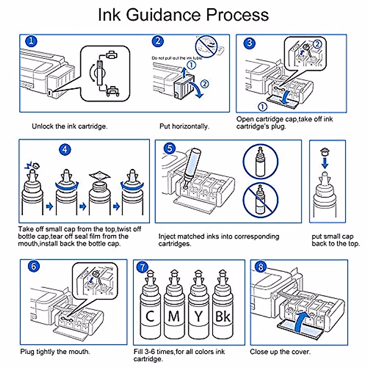 Aomya Compatible T522 Refill Ink Bottle Kit Premium Ink for EcoTank ET-2720, ET-4700 Printers Black, Cyan, Magenta, Yellow 4-Pack 100ML