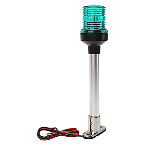 Airshi Boat Stern Light, Stainless Steel Base 33 LED Lamp Beads 10 Inches Height Aluminum Rod Bow Mast LED Anchor Navigation Lights for Fishing Boats (Green), LED Stern Light Boat Anchor Light
