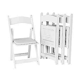 White Resin Stackable Folding Chair - Comfortable White Foldable Chair - Folding Chairs with Padded Seats - Indoor/Outdoor Folding Chairs for Events - Lightweight Foldable Chairs (Set of 4 Pack)