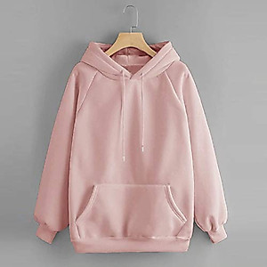 Sweatshirt Color Pullover Casual Hooded Sleeve Pocket Women's Long Solid Women's Coat Women Zip Hoodie A-pink