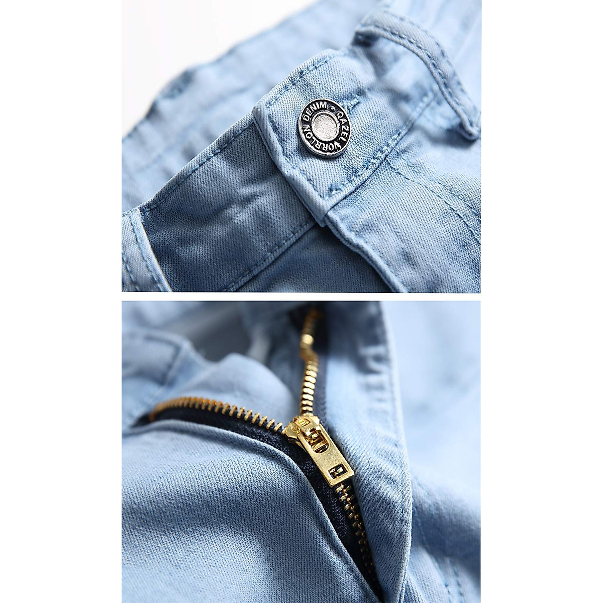 Qazel Vorrlon Men's Blue Skinny Jeans Stretch Washed Slim Fit Pencil Pants,Light Blue,36