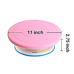 Webake Cake Turntable 11 Inch Rotating Cake Stand, Spinning Cake Decorating Stand with Non-Slip Rubber Band