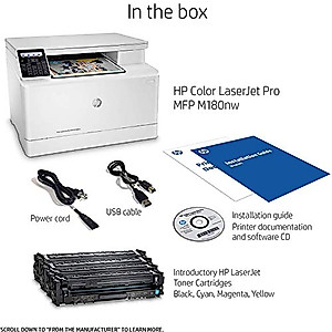 HP Color Laserjet Pro M180nw All-in-One Wireless Color Laser Printer, Mobile Printing & Built-in Ethernet, Works with Alexa (T6B74A)