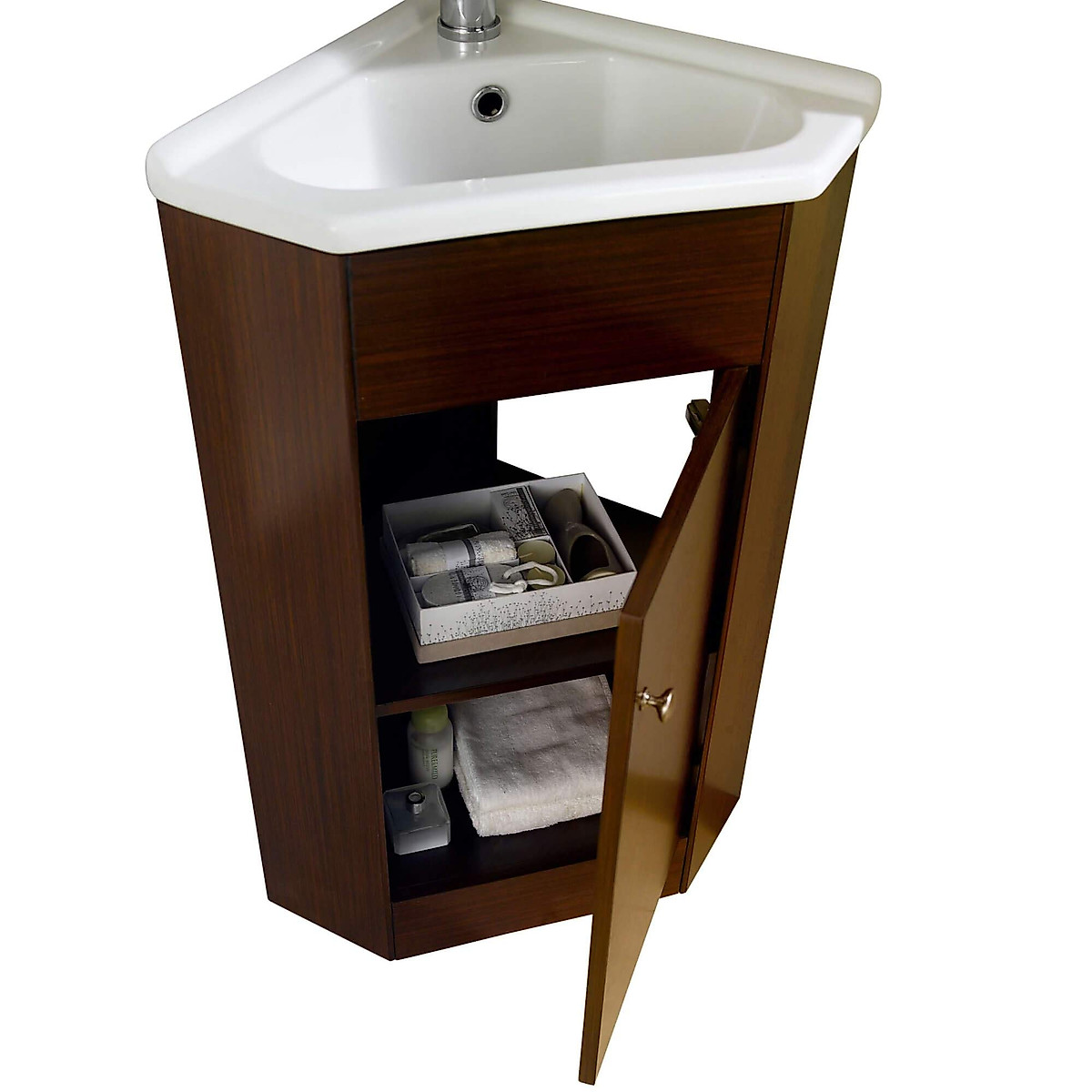 Fine Fixtures - Corner Bathroom Vanity and Sink, Wenge - Englewood Collection