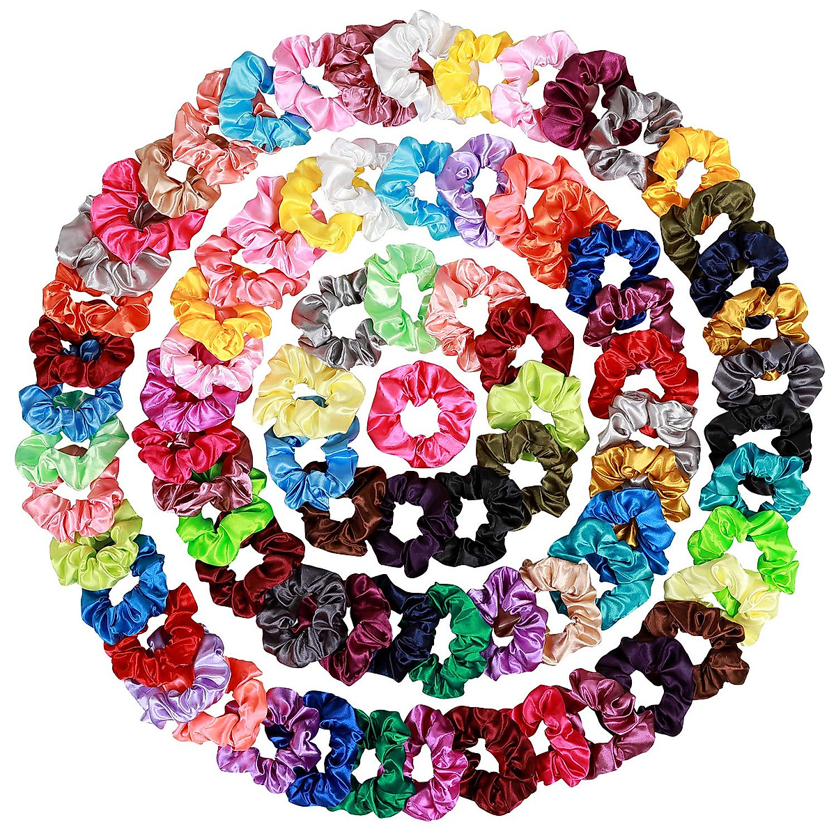 80 Pcs Silk Satin Hair Scrunchies 40 color Hair Bobbles Ponytail Holder Hair Accessories Scrunchy Solid Color Hair Ties