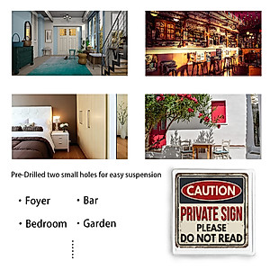 Metal Tin Sign-Caution Private Sign do not Read Vintage Rusty Metal Sign on a White Background Vector Illu-Metal Tin Sign Retro Home Kitchen Office Garden Garage Wall Decor Tin Plaque LZ 12×12 Inch