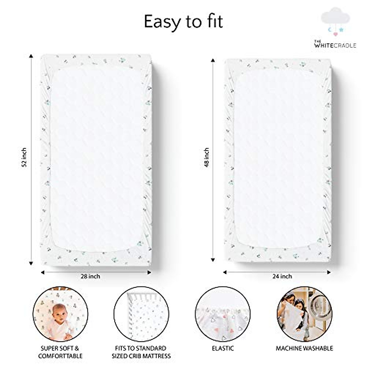 TWC Baby Crib Sheets | Organic Cotton Fitted Bassinet Sheet | 38"x24" | Soft, Smooth, Breathable & Twill Fabric - Giraffe and Flower