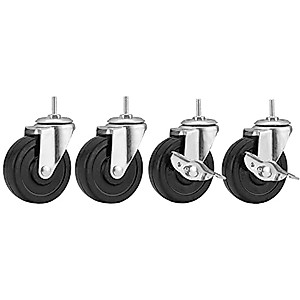 Pusalxl 3-Inch Casters,Shelving Wheels, Wire Shelving Replacement Wheels Set of 4, Threaded Stem Rubber Casters (Screw Diameter 3/16"- 20, Length20mm) for Wire Shelves Rack Legs with 3/4" Posts