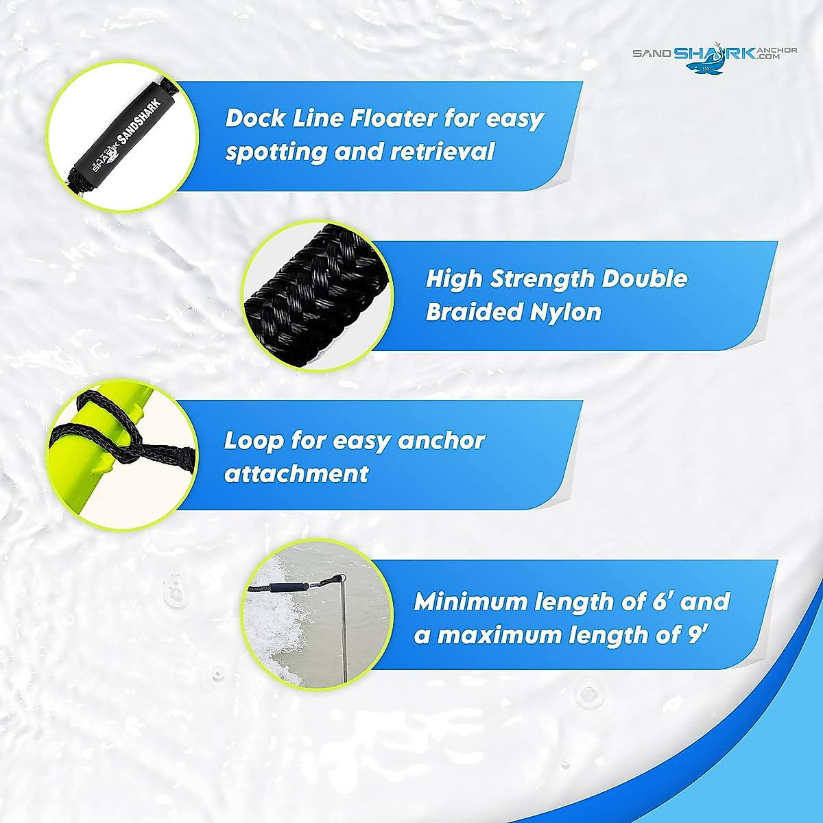2PK Bungee Dock Lines. Stretches 6-9 ft. Absorbs Shock to Cleats, Docks, Pylons, and Anchors. Reduces Pull on Boat Lines. Bungee Rope That Stretches