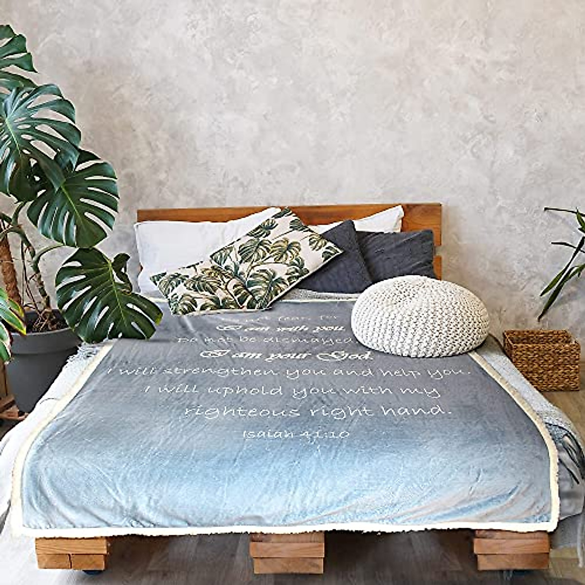 Soft Fluffy Throw Christian Blanket - Double Layer 65x50 Throw Blanket - Scripture Grey Soft Blanket for Couch & Bed - Healing Gifts for Women - Warm Blanket for Bed