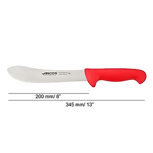 ARCOS Butcher Knife 8 Inch Stainless Steel. Professional Cooking Knife For Cutting Meat, Fish and Vegetables. Ergonomic Polyoxymethylene Handle and 200mm Blade. Series 2900. Color Blue
