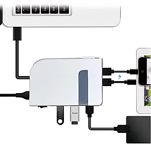 USB Hub Portable USB Hub 3 USB 3.0 HUB + 2 QC3.0 + Type-C Multi-Functional Charger & HUB with Power Switch Button (Color : Color1)