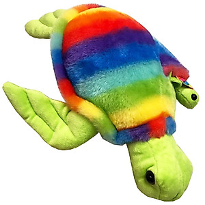 Fun Stuff Rainbow Sea Turtle Stuffed Animals – 18-inch Stuffed Turtle with Baby Sea Turtle Plush – Plush Turtles | Sea Turtle Stuffed Animal