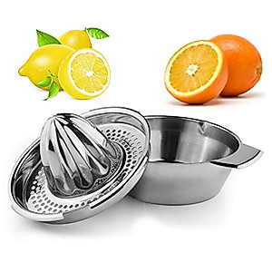 Stainless Steel Lemon Squeezer,Juicer with Bowl Container for Oranges Lemons Fruit Home Made Juice in Kitchen
