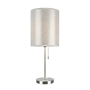 Aspen Creative 40083-8, 1-Pack Set-1 Light Candlestick Table Lamp, Contemporary Design in Satin Nickel, 19 1/2" High, Stars