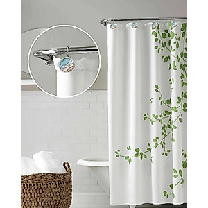 Turquoise Brown Cream Shower Curtain Hooks, Beach Geometric Gradient Striped Teal Decorative Shower Curtain Hooks for Bathroom Abstract Modern Stainless Steel Rustproof Shower Curtain Rings Set of 12