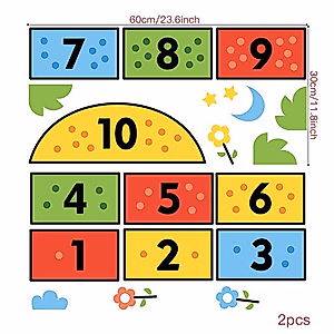 HUANLE Kids DIY Lattice Floor Sticker Hopscotch Footprint Room Decor Number Brain Games Sticker Digital Pathway Art Floor Tile Decals Puzzle Games Party Social Decor for Baby Room Classroom Nursery (Hopscotch H)