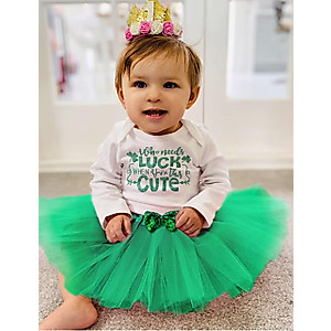 Von kilizo St Patricks Day Baby Girl Outfit Lucky Short Sleeves Romper Tutu Dress Baby Girl St Patricks Day Outfit Baby St Patricks Day Outfit Girl 0-3 Months