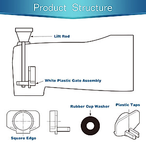 Enhon 2 Set Tub Spout Diverter Repair Kit, Includes 2 x Diverter Valve Stems, 2 x Cup Seals and 2 x Gates, Bathroom Shower Bathtub Leaky Faucet Repair Replacement Parts (Chrome,Classic)