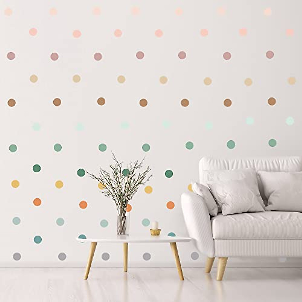 2-inch Polka Dot Wall Decals For Girls Bedroom Featuring 150 Neutral Boho Rainbow Wall Decal Stickers for Wall | Perfect For Boho Nursery and Boho Rainbow Classroom Decor | These Peel and Stick Dots For Walls are a great alternative to Wallpaper