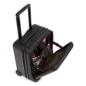 Vera Bradley Women's Hardside Underseat Rolling Suitcase Luggage, Black, One Size