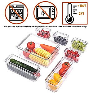 Set Of 7 Fridge Organizer Stackable Refrigerator Organizer Bins with Lids, Kitchen Organization and Storage Clear Plastic Storage Bins, BPA-Free Pantry Storage Bins for Food, Drinks, Fruits, Vegetable
