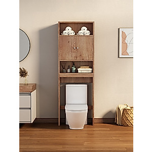 NicBex 76.37" H Bathroom Cabinet Over Toilet,Tall Bathroom Storage Cabinet,Over Toilet Bathroom Organizer with Shelf and 2 Doors,Over The Toilet Storage Cabinet for Bathroom,Brown