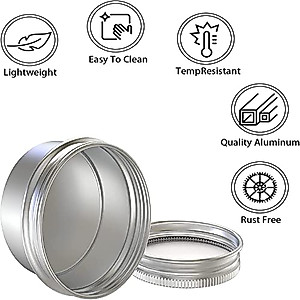 Goiio Aluminum Tin Jar Refillable 20 Pcs Container 30 ML, with Screw Lid, Silver