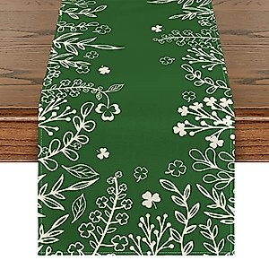 Artoid Mode Green St. Patrick's Day Table Runner, Spring Holiday Kitchen Dining Table Decoration for Indoor Outdoor Home Party Decor 13 x 72 Inch