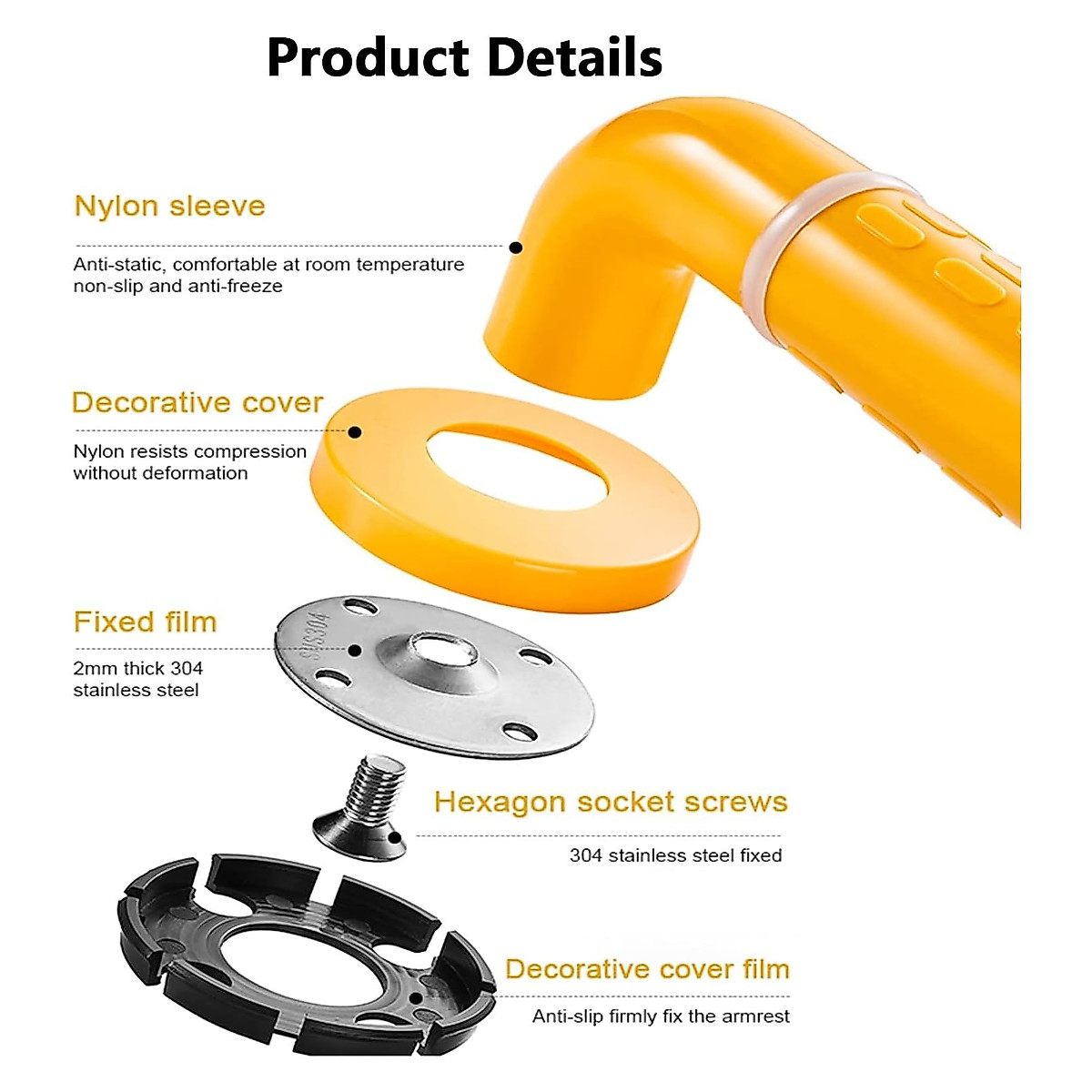 Grab Rails Bathroom Grab Rails 304 Stainless Steel Shower Handle Anti-Slip Bathtub with Safety Luminous Circles Handrail ?For Elderly Disabled Toilet Seniors Kitchen,Black,40cm ( Color : Dolphin Waves