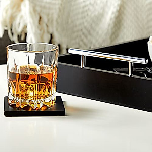 Black Serving Tray for Coffee Table, 16x12 with Coasters, Decorative Interchangeable Gold andSilver Handles