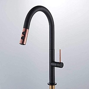 NZDY Faucet Black Kitchen Faucet Rose Gold Pull Out Kitchen Head Deck D Bathroom Kitchen Mixer Tap Dual Function Shower Head Black Style