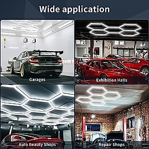 LPMYLMC Hexagon LED Garage Light, 25 Pack 200W 30000LM 6500K Hexagon Led Lights for Garage, Basement, Warehouse, Auto Beauty Shop, Car Detailing Shop etc.