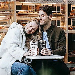 Husband and Wife Travel Tumbler Set, Wedding Engagement Anniversary Valentine’s Day Gifts for Couple Husband Wife Bride Groom, His and Hers Newlywed Gifts, 20oz Stainless Steel Insulated Tumbler